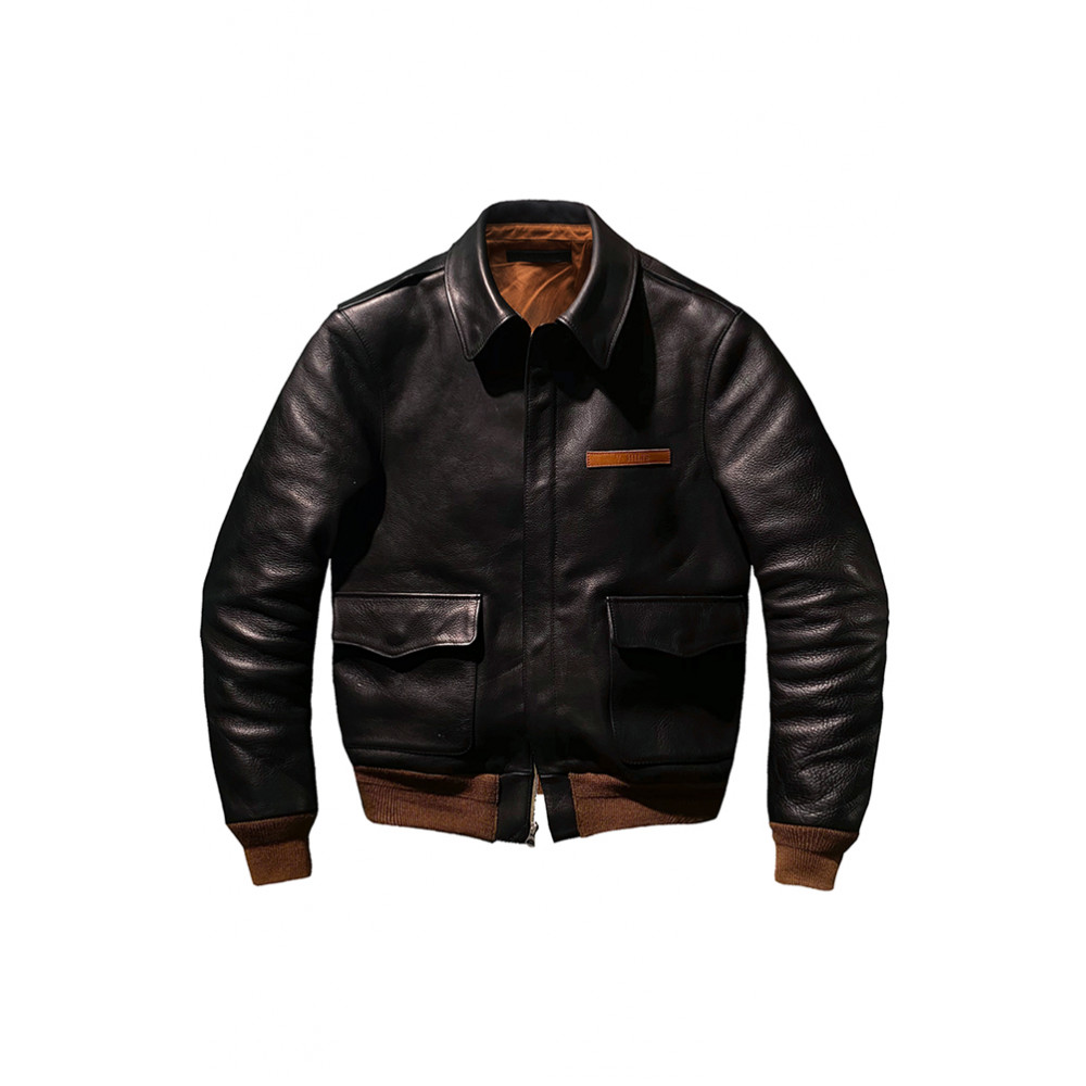 WWII US A-2 Leather Fighter Pilot Jacket BlackAir Force Leather ...