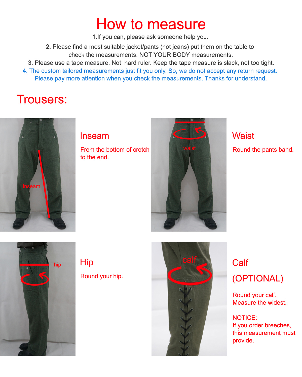WWII German Luftwaffe Officer Gabardine Straight TrousersGabardine ...